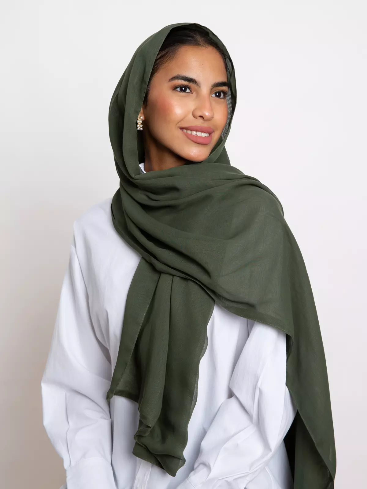 Latest Abayas, Clothing & Tarha Olive Plain Voile Tarha