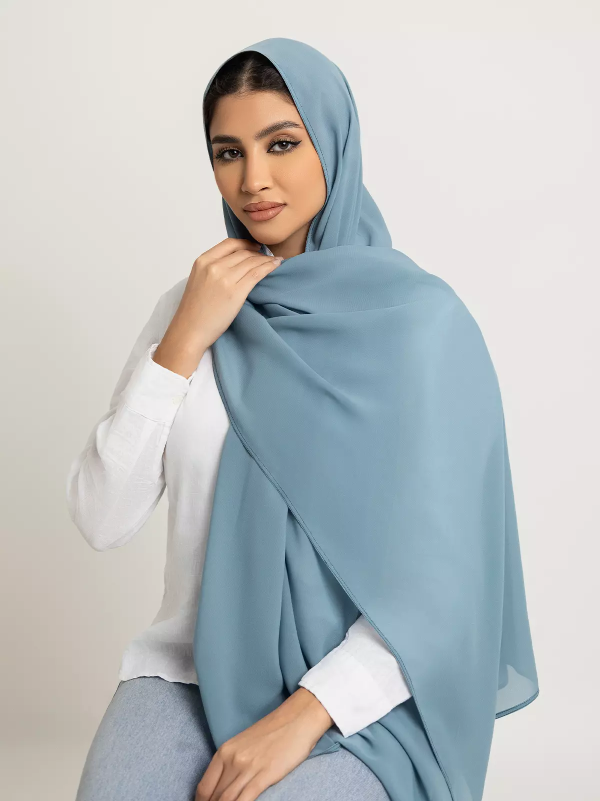 Latest Abayas, Clothing & Tarha Blue Soft Laser Tarha | Kaafmeem Hijab ...