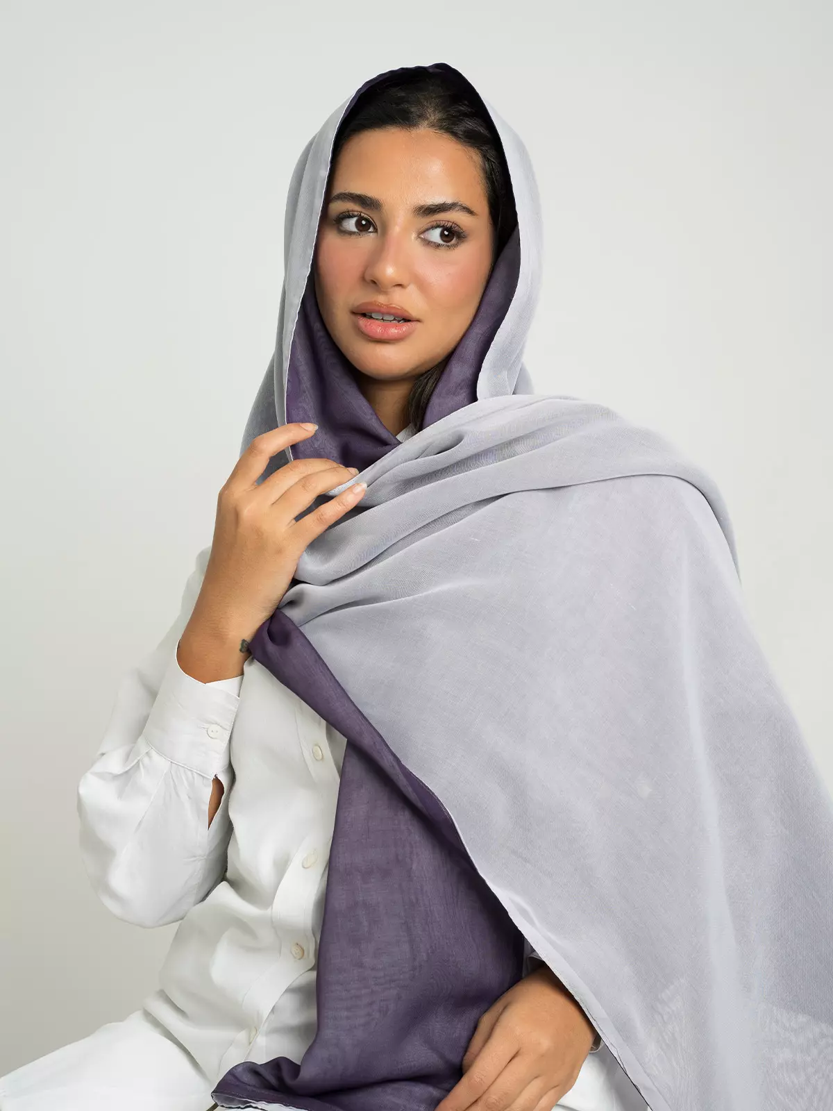 Latest Abayas, Clothing & Tarha Purple Double Face Shades Voile Tarha