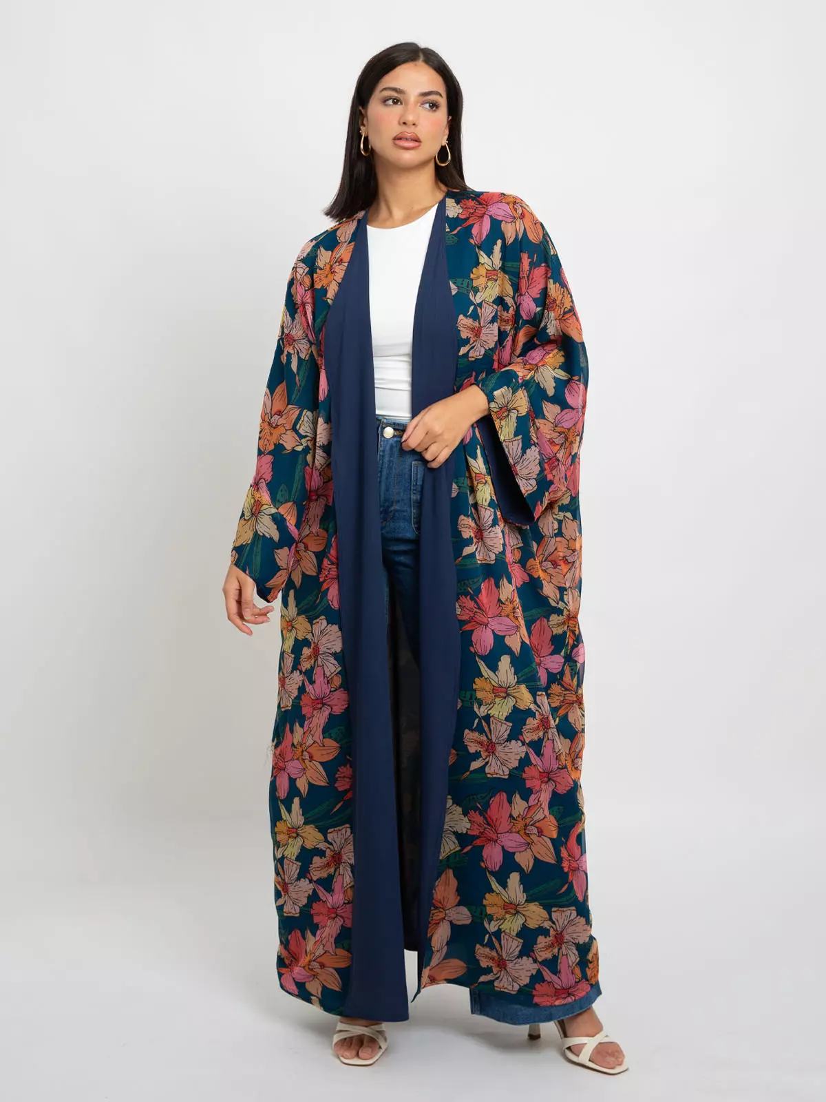 Latest Abayas, Clothing & Tarha Double Face Chiffon Abaya | Navy ...