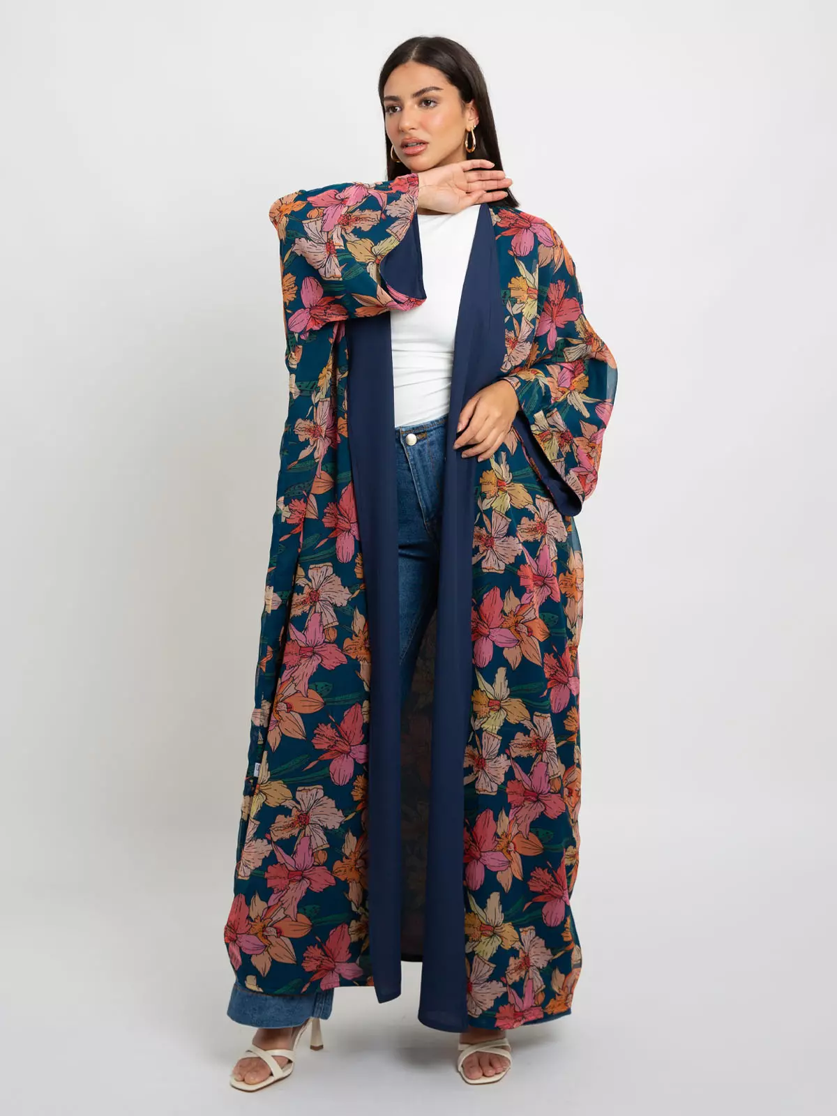 Latest Abayas, Clothing & Tarha Double Face Chiffon Abaya | Navy ...