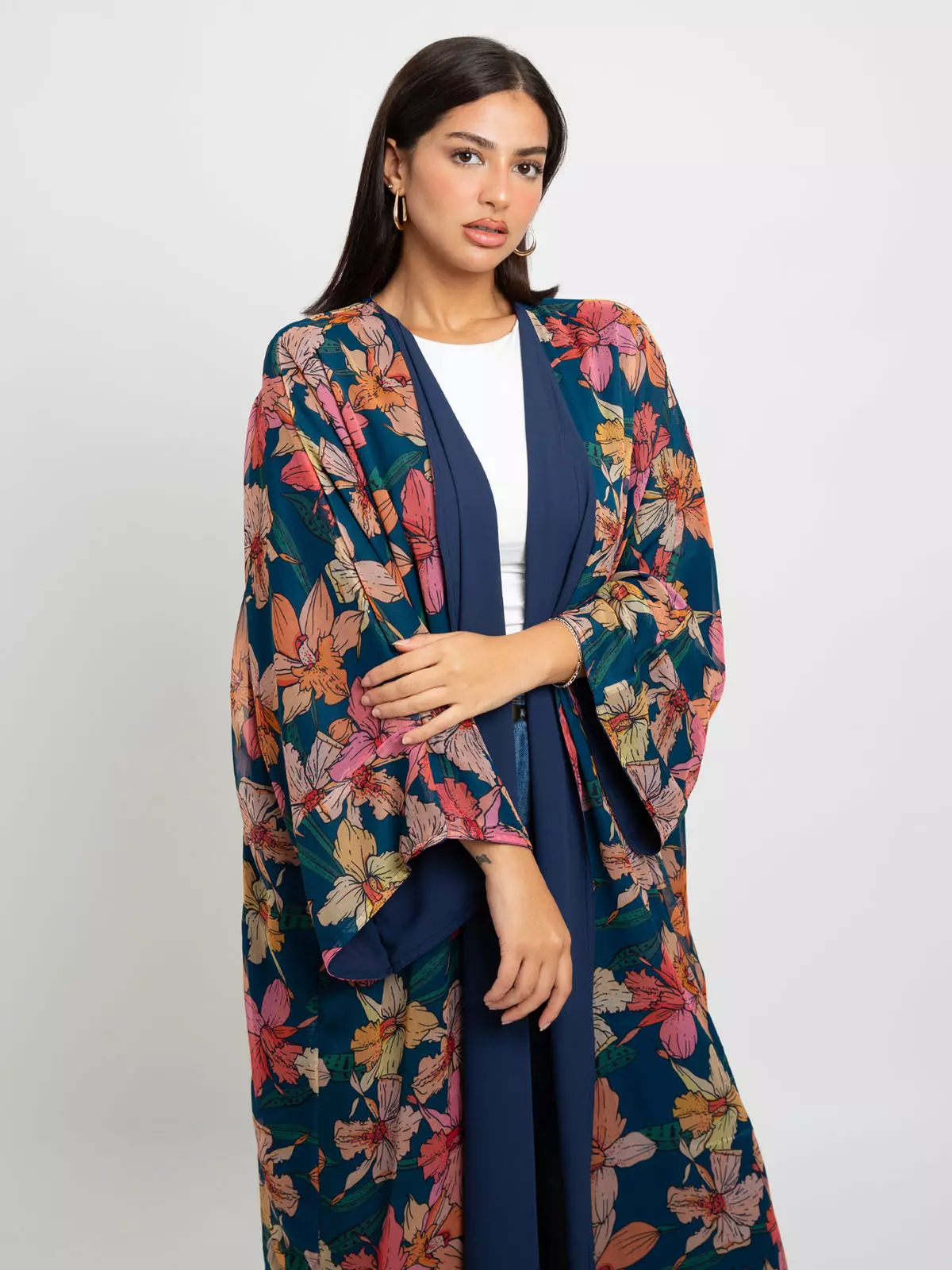Latest Abayas, Clothing & Tarha Double Face Chiffon Abaya | Navy ...