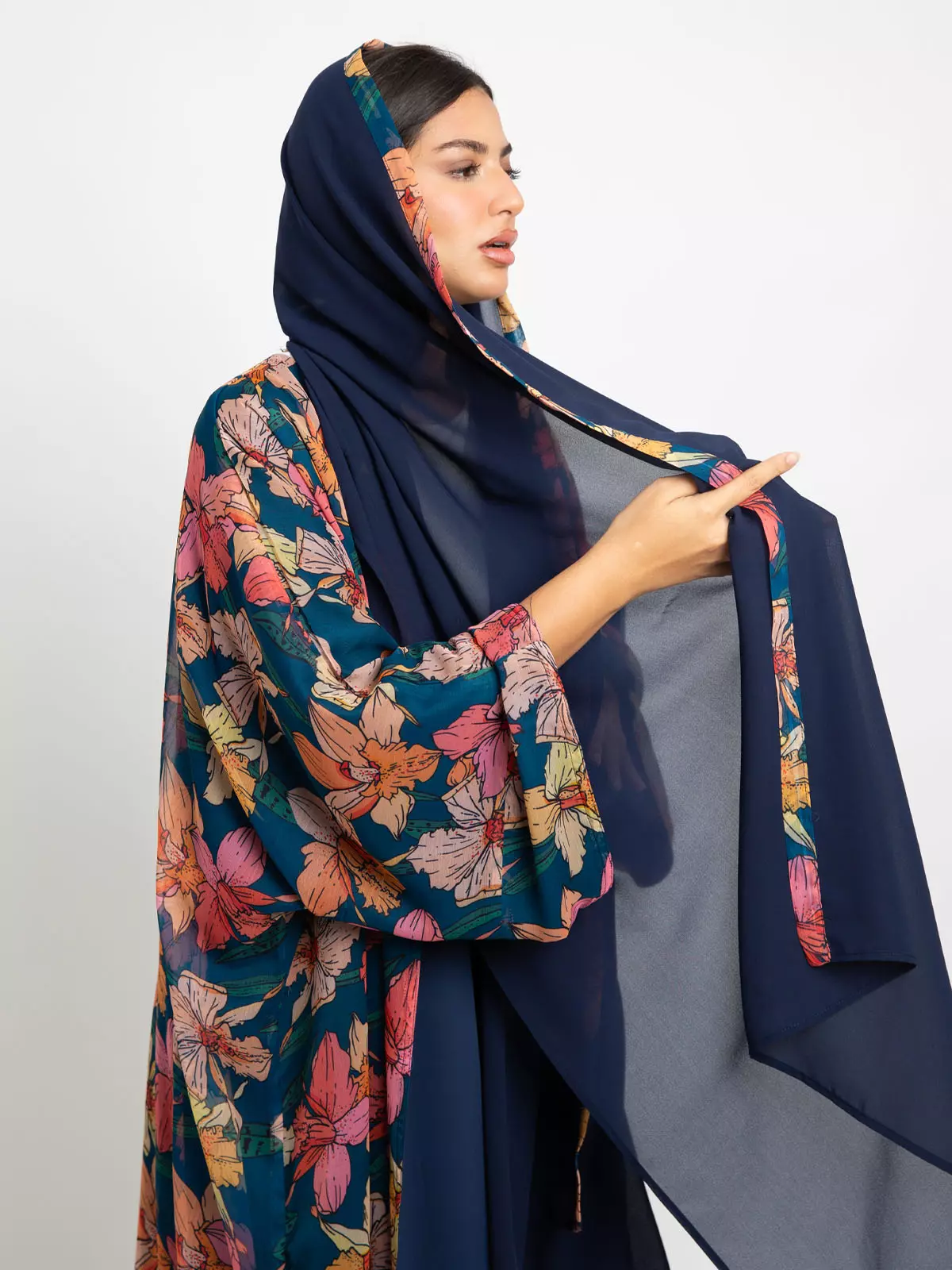Latest Abayas, Clothing & Tarha Double Face Chiffon Abaya | Navy ...