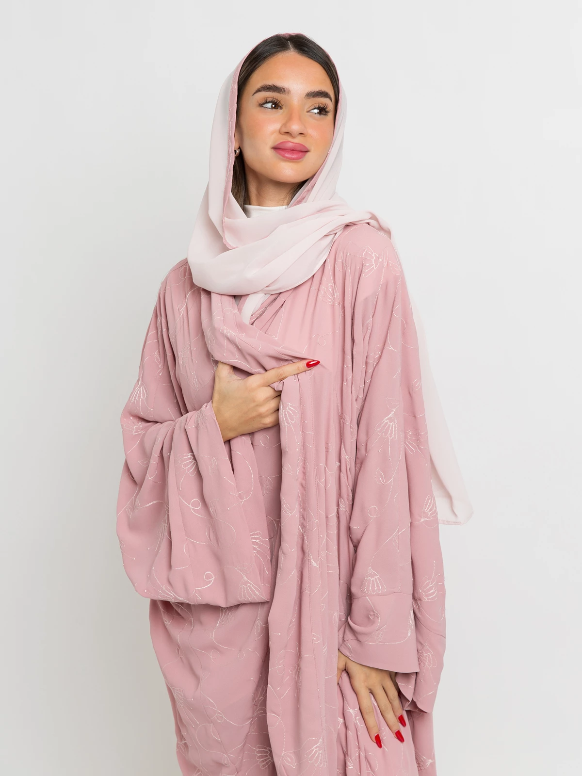 Latest Abayas, Clothing & Tarha Chiffon Flowstyle Abaya | Pink ...