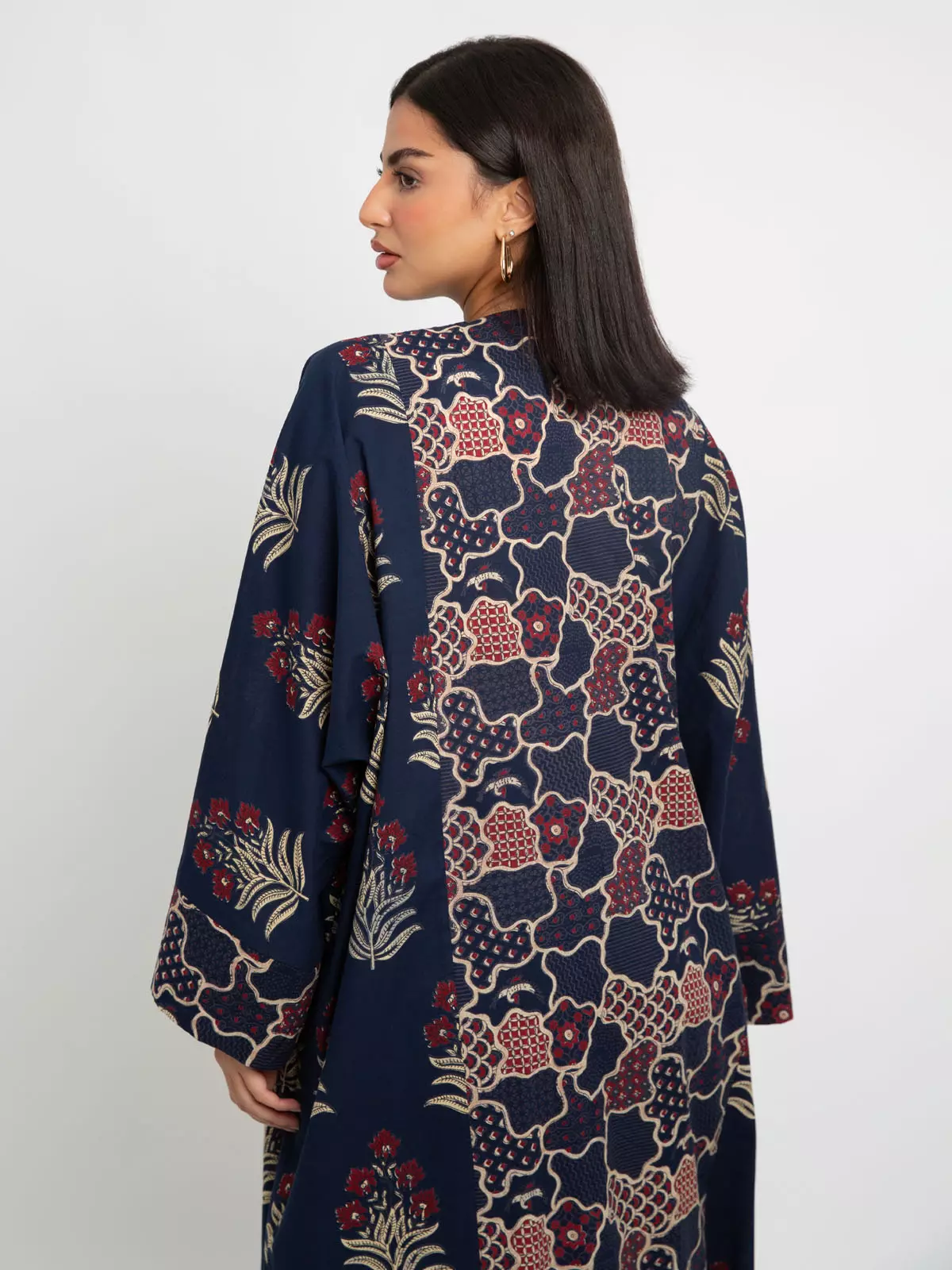 Latest Abayas, Clothing & Tarha Wide-cut Cotton Abaya | Navy Printed Abaya