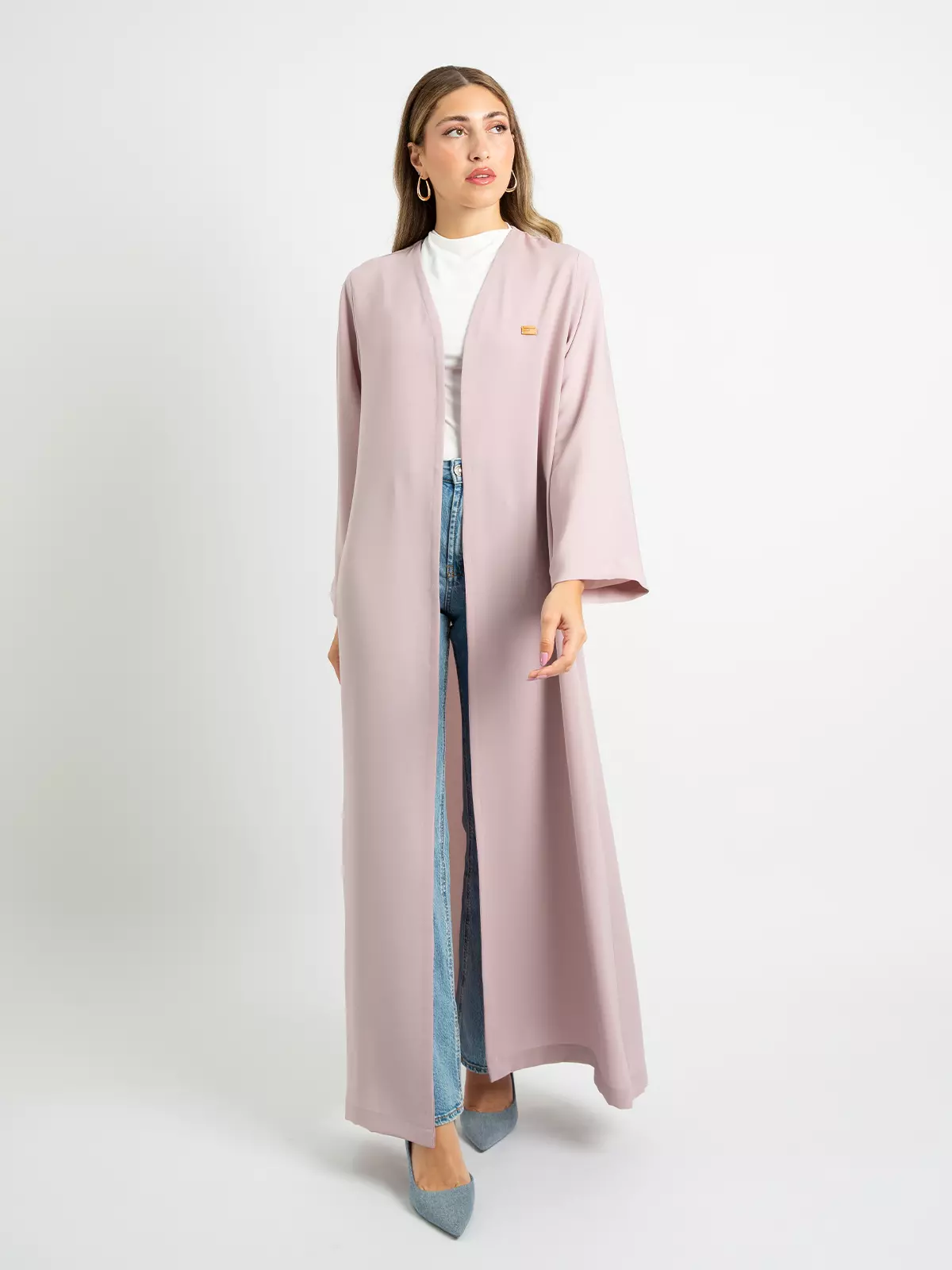 Latest Abayas, Clothing & Tarha Pink Regular Fit Long Kaafmeem Abaya in ...