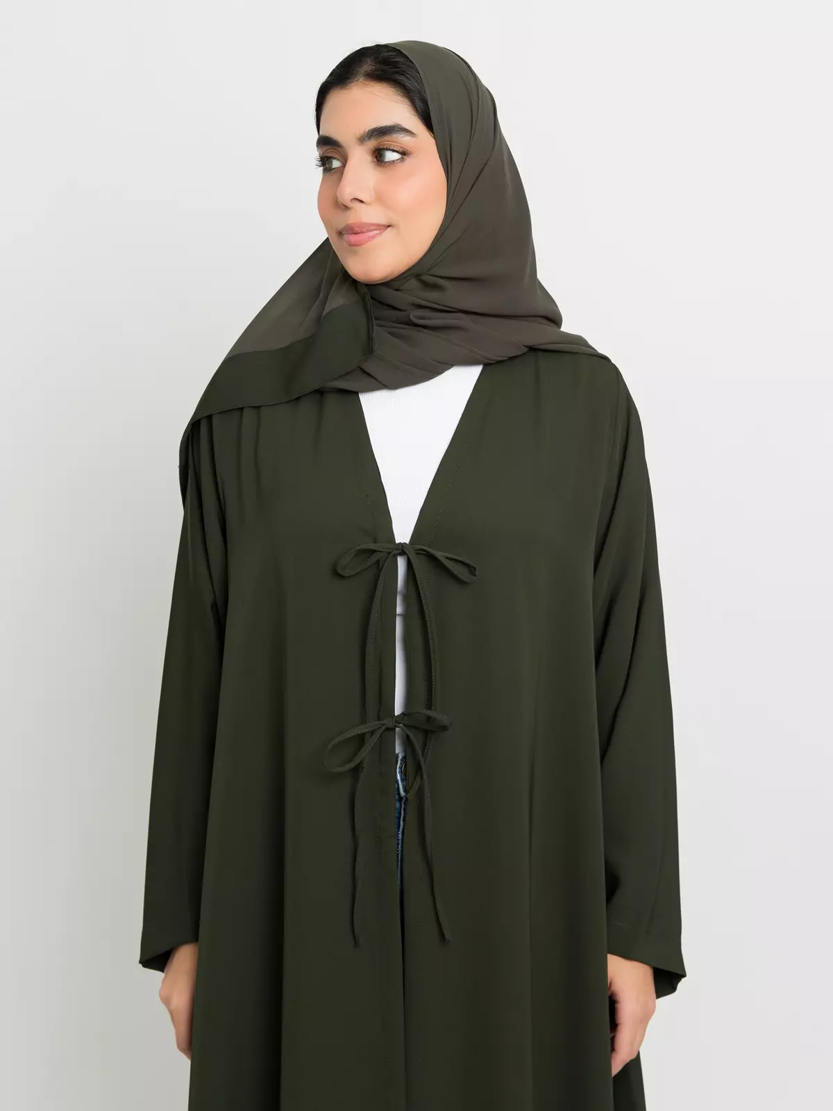 Latest Abayas, Clothing & Tarha Crepe Half Cloche Abaya | Bow Abaya