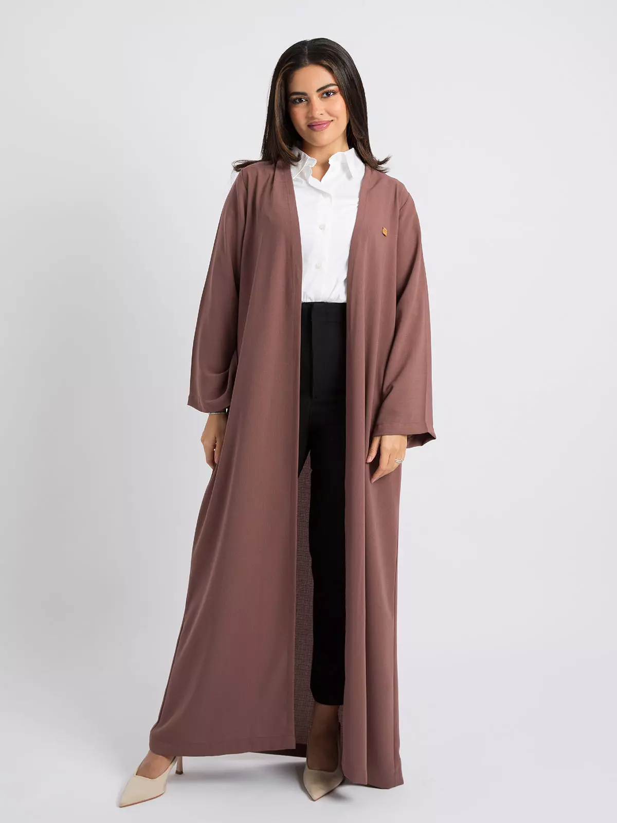 Kaafmeem: Latest Abayas, Clothing & Tarha Brown open abaya | classic ...