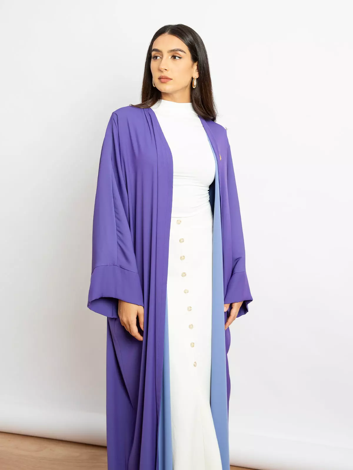 Latest Abayas, Clothing & Tarha Purple open abaya | comfortable crepe abaya
