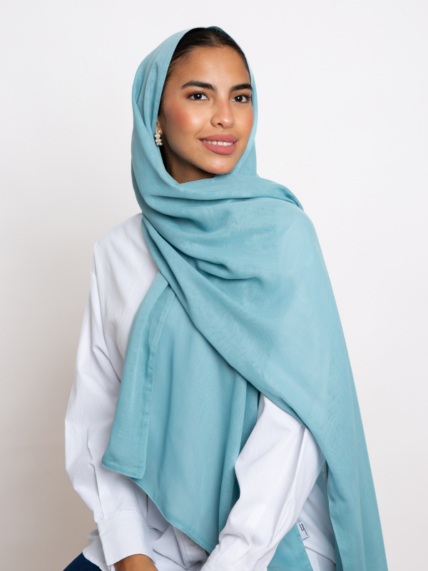 Latest Abayas, Clothing & Tarha Light blue Plain Voile Tarha