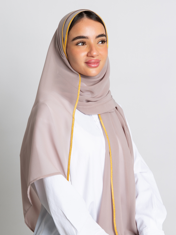 Kaafmeem: Latest Abayas, Clothing & Tarha Pinkish Brown with Meshlah ...