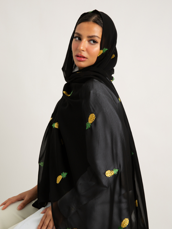 Latest Abayas, Clothing & Tarha Black with Pineapple Laser Tarha ...