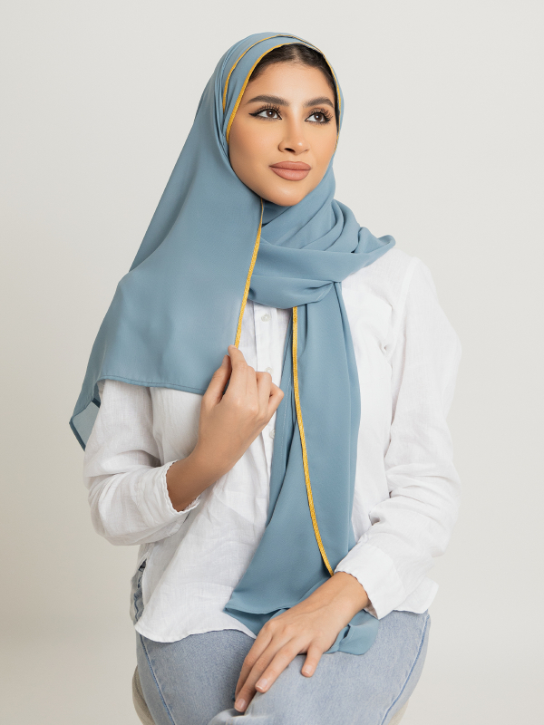 Kaafmeem: Latest Abayas, Clothing & Tarha Blue Meshlah Laser Tarha ...