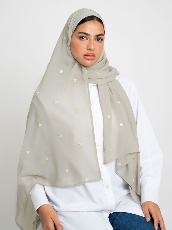 Latest Abayas, Clothing & Tarha Light green with hearts Laser Tarha ...