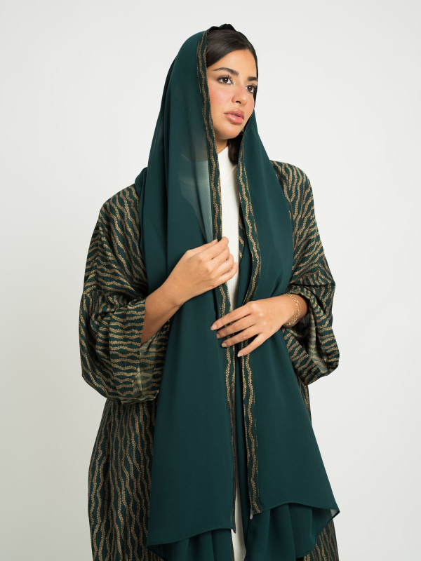 Latest Abayas, Clothing & Tarha Bohemian Modal Abaya | Green with ...