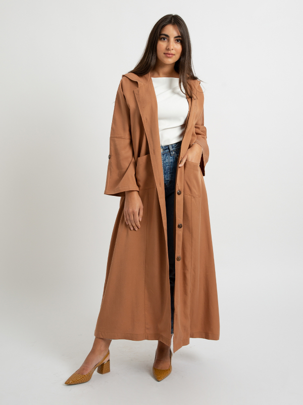 Latest Abayas, Clothing & Tarha Camel - Hoodie
