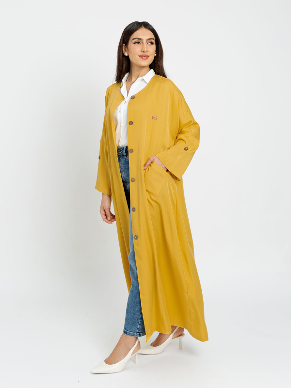 Latest Abayas, Clothing & Tarha Yellow - Hoodie-less Abaya