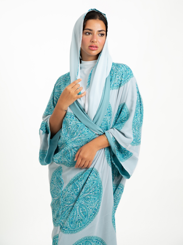 Latest Abayas, Clothing & Tarha Double-face Chiffon Abaya | Blue ...