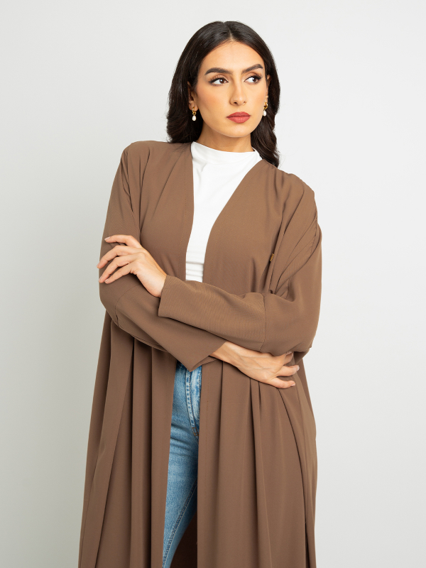 Latest Abayas, Clothing & Tarha Light Brown Half Bisht Long Open ...