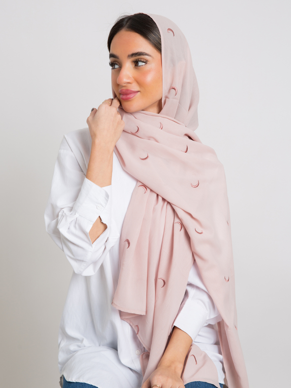 Latest Abayas, Clothing & Tarha Pink with Hilal chiffon Tarha ...