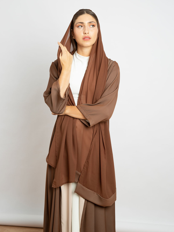 Latest Abayas, Clothing & Tarha Brown practical abaya | Crepe open abayas