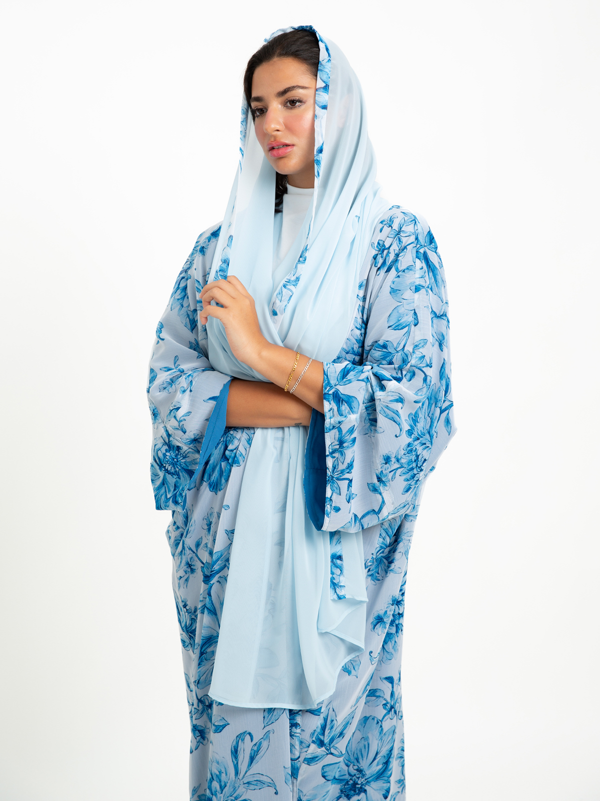 Latest Abayas, Clothing & Tarha Double-face Chiffon Abaya | Blue ...