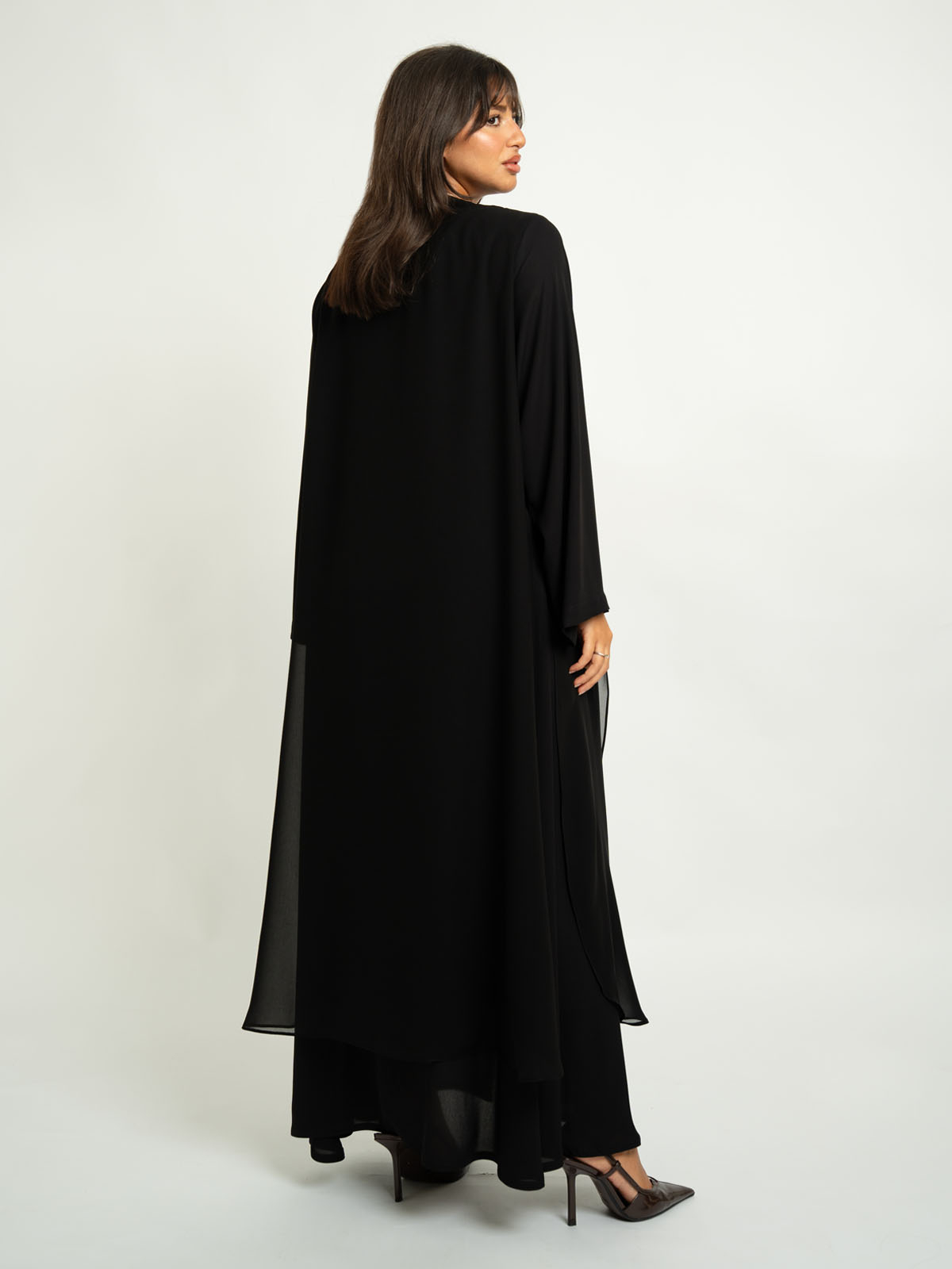 Latest Abayas, Clothing & Tarha Chiffon Abaya | Black A-cut Abaya