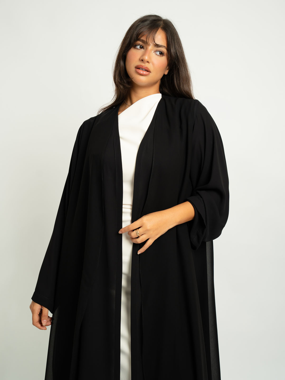 Latest Abayas, Clothing & Tarha Chiffon Abaya | Black A-cut Abaya